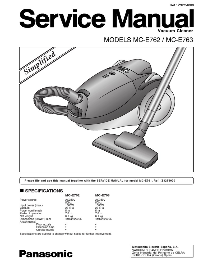 MC E762 SM Panasonic | PDF | Manufactured Goods | Equipment