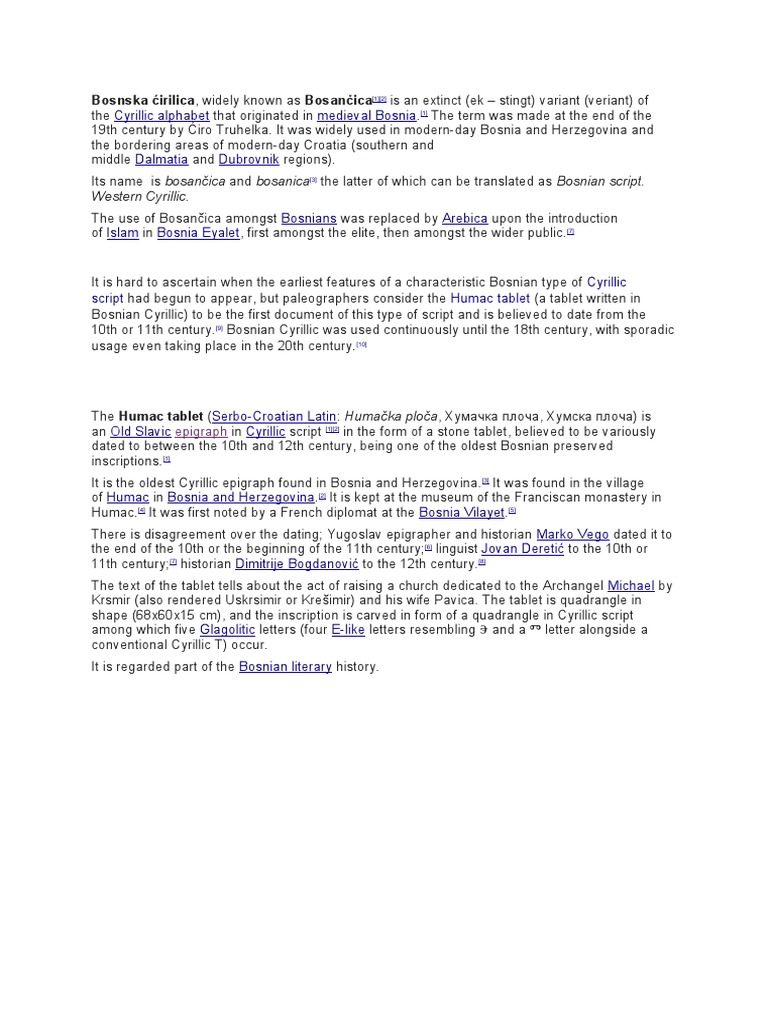 Western Cyrillic.: Bosnska Ćirilica, Widely Known As Bosančica | PDF ...