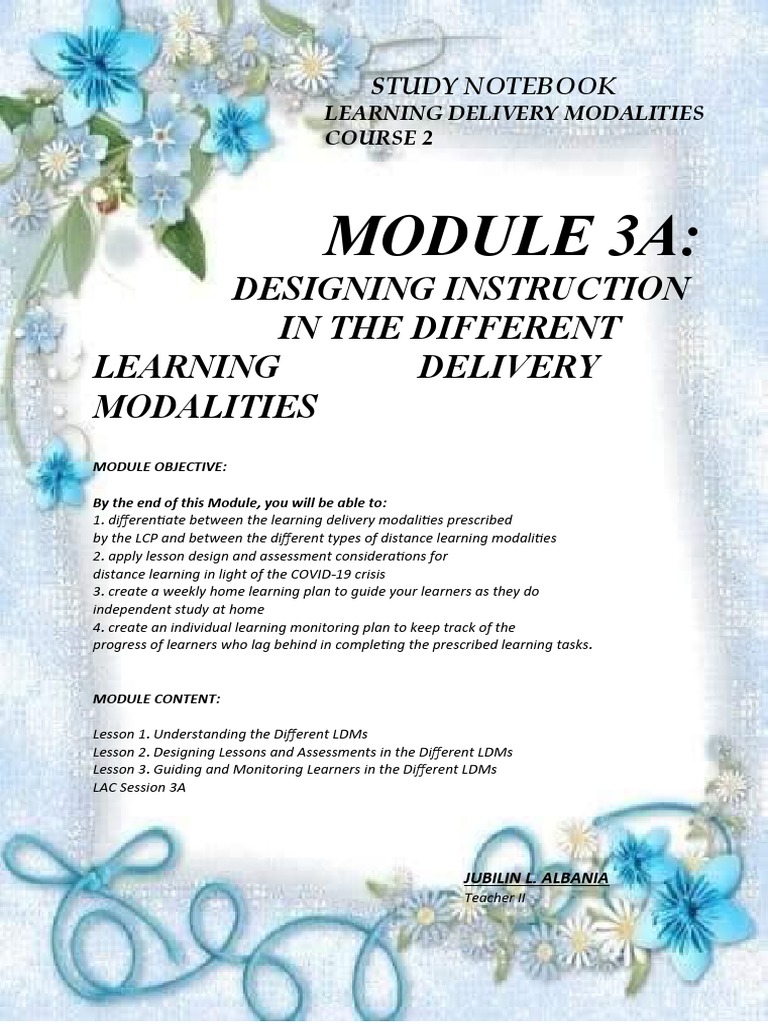 Module 3A:: Designing Instruction in The Different Learning Delivery ...