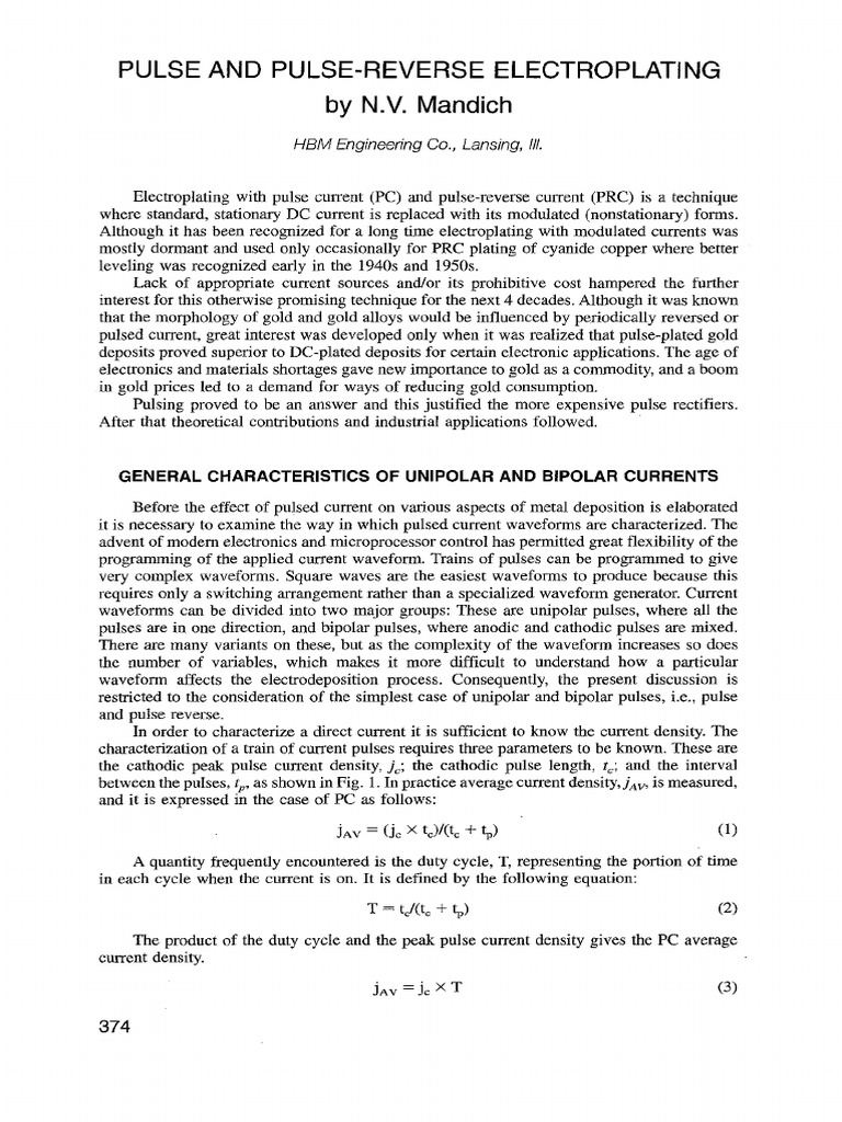Pulse-Reverse Electroplating Techniques | PDF | Metals | Electromagnetism