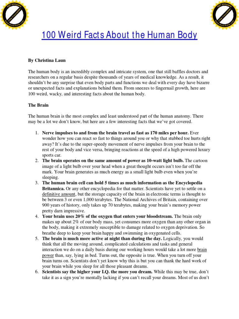 100 Weird Facts About The Human Body | PDF