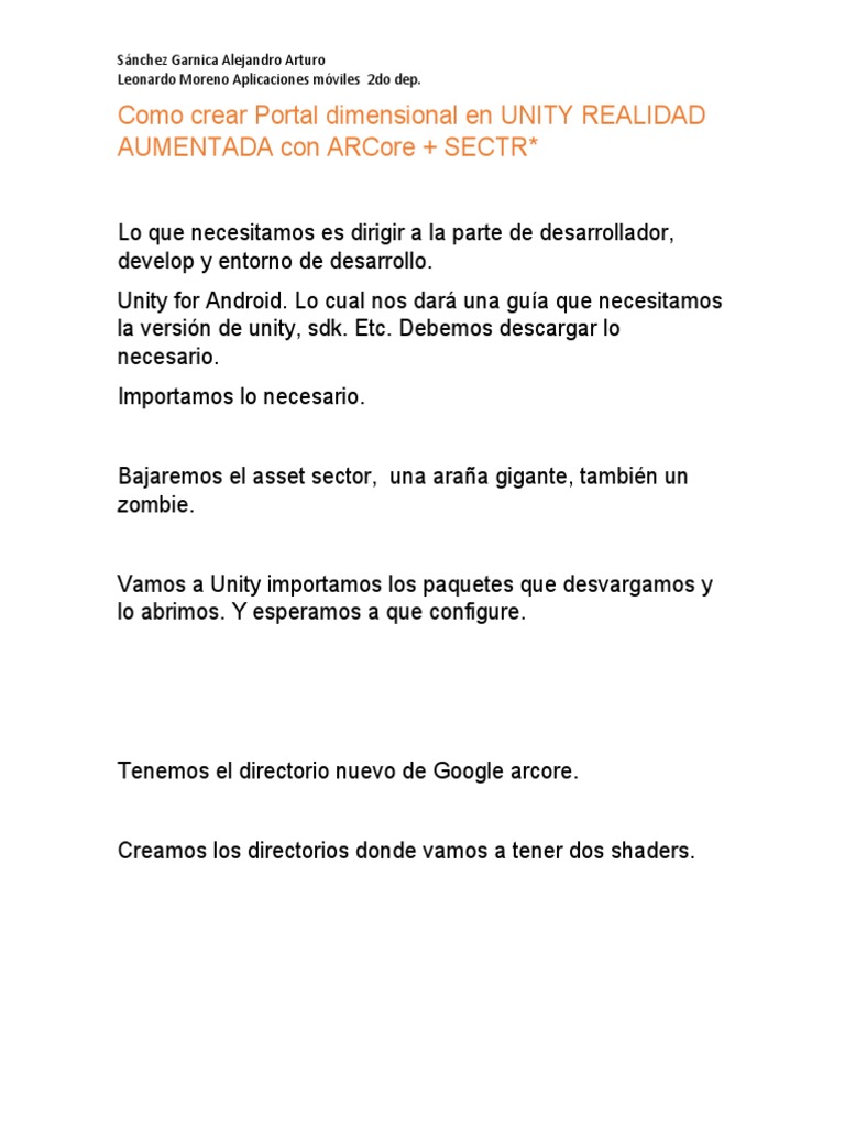 Como Crear Portal Dimensional en UNITY REALIDAD AUMENTADA Con ARCore | PDF | Unidad (motor de ...