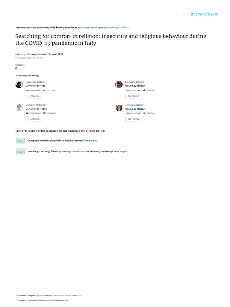 Searching For Comfort in Religion: Insecurity and Religious Behaviour ...