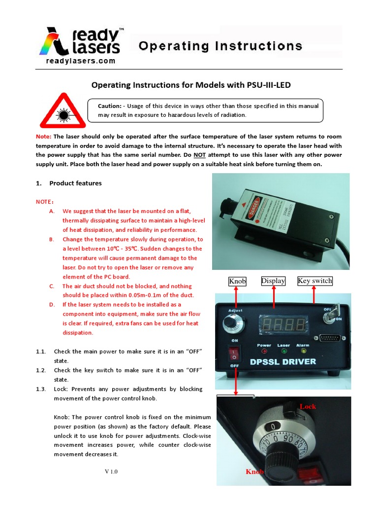 Operating Instructions For Models With PSU-III-LED: 1. Product Features ...