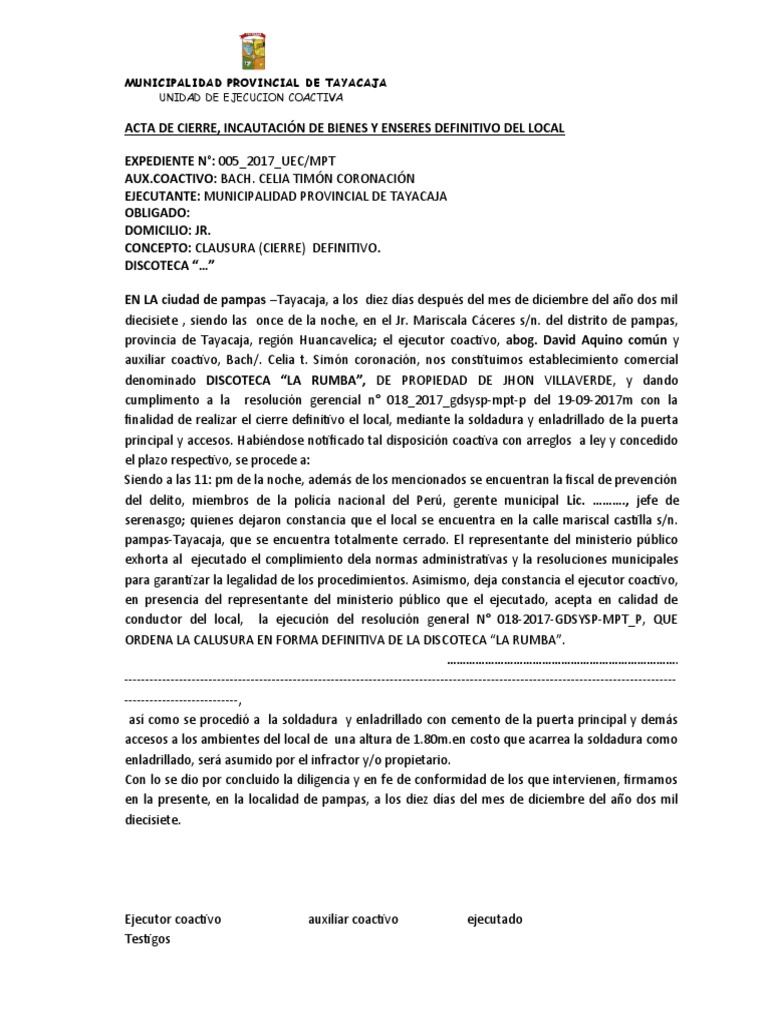 ACTA DE CIERRE DEFINITIVo | PDF | Política | Información del gobierno