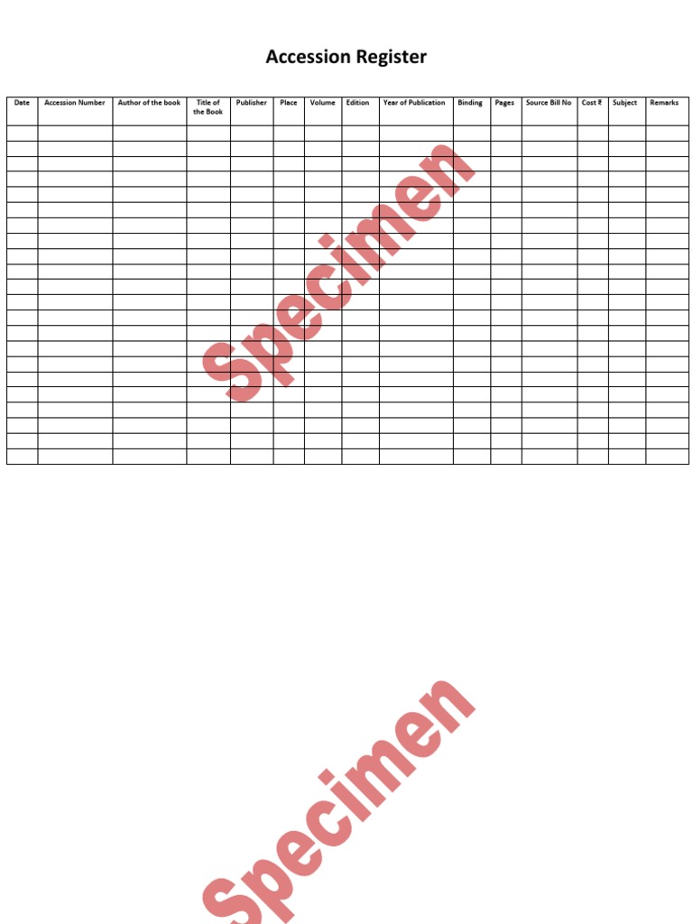 Accession Register PDF | PDF