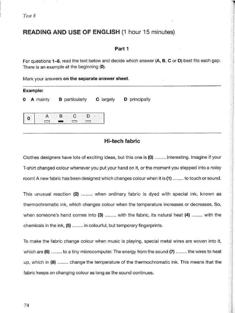 FCE 2 Test 8 Reading and UOE | PDF