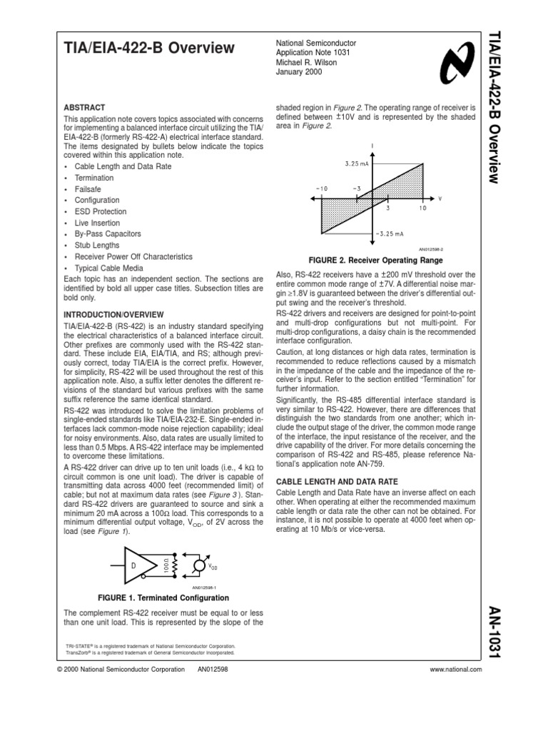 TIA-EIA-422-B Overview (AN-1031) | PDF | Electrical Connector ...