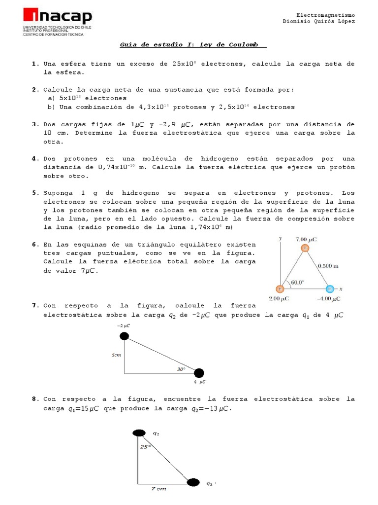 GUÍA 1 Electro | PDF | Electrostática | Electrón