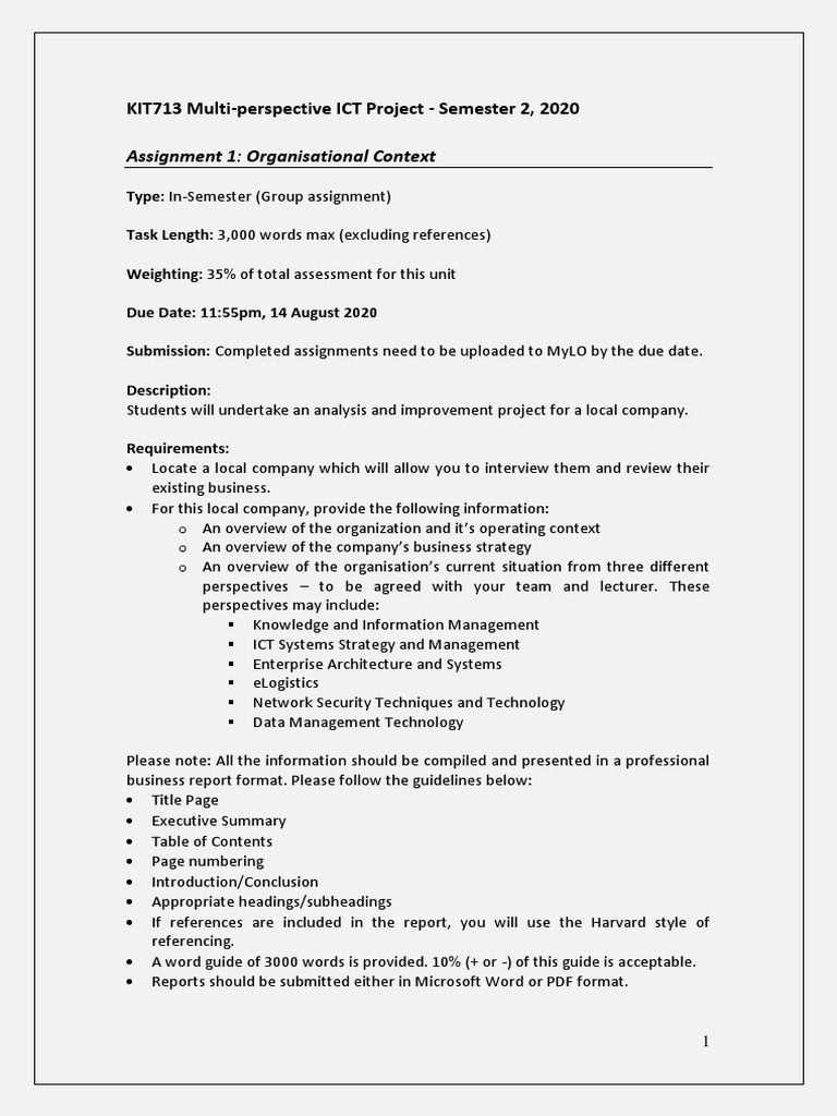 KIT713 Assignment 1 - S2 - 2020 | PDF | Educational Technology | Information