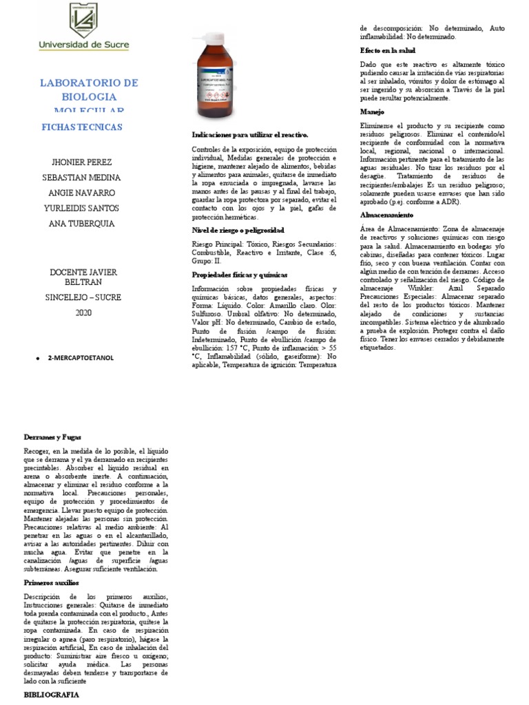 2 Mercaptoetanol | PDF | Residuos | Química
