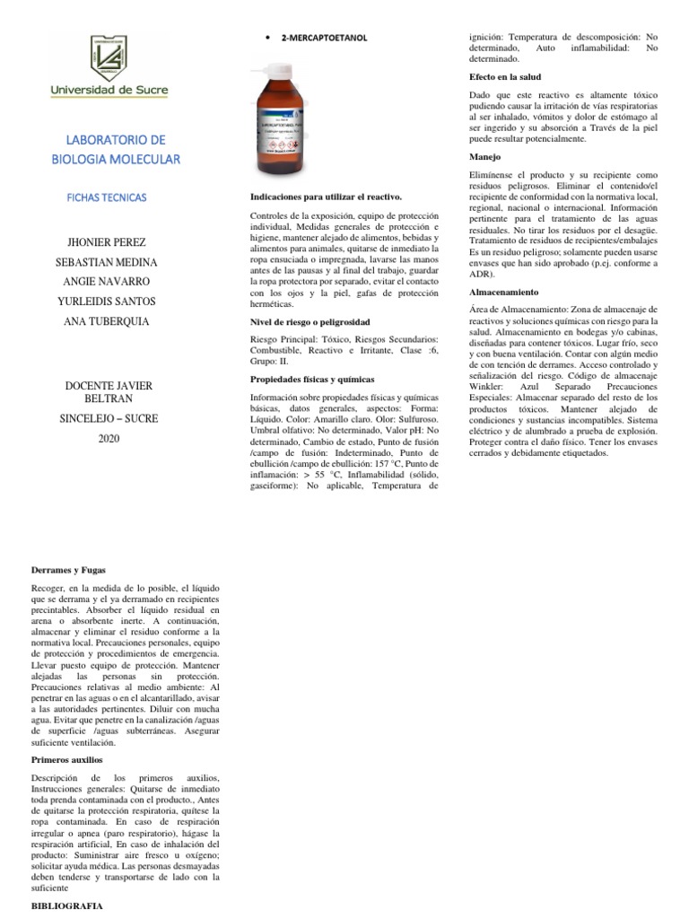 Manejo Seguro de 2-Mercaptoetanol | PDF | Química | Naturaleza