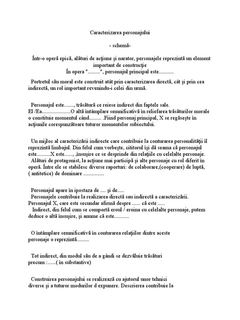 Schema Caracterizare Personaj | PDF