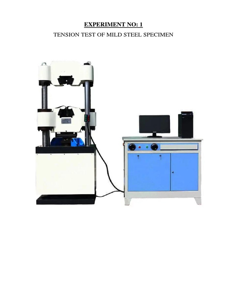 Experiment 1 - TENSION TEST OF MILD STEEL SPECIMEN | PDF | Deformation ...