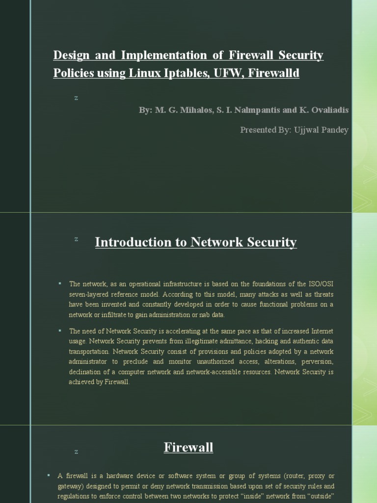 Design and Implementation of Firewall Security Policies Using Linux Iptables, UFW, Firewalld ...