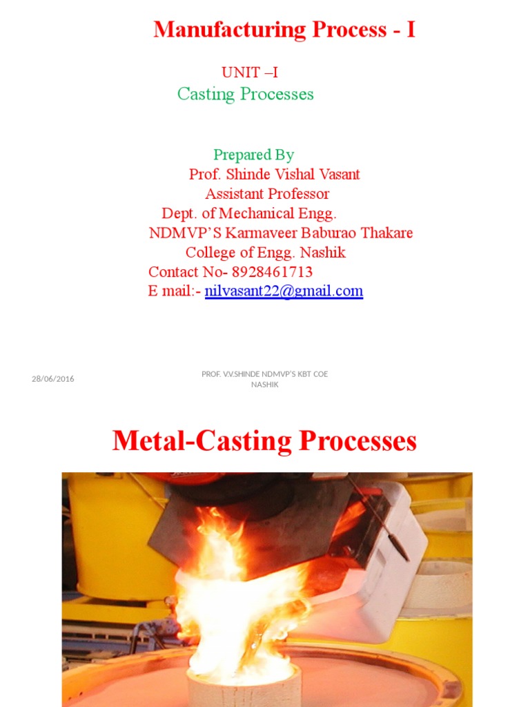 Manufacturing Process - I: Casting Processes | PDF | Casting (Metalworking) | Casting