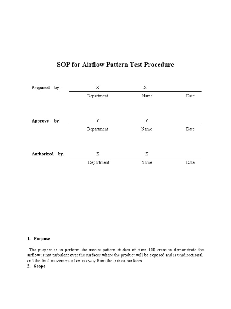 SOP For Airflow Pattern Test Procedure | PDF | Civil Engineering ...