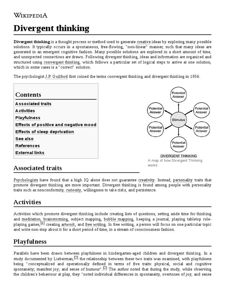 A Map of How Divergent Thinking Works | PDF | Neuroscience | Cognitive ...