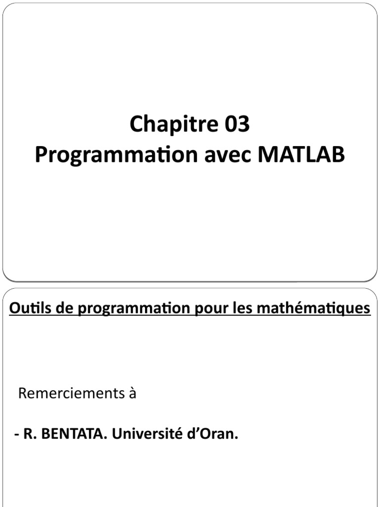 Chapitre 03 - Programmation Avec Matlab | PDF | Structure de contrôle | Variable (informatique)