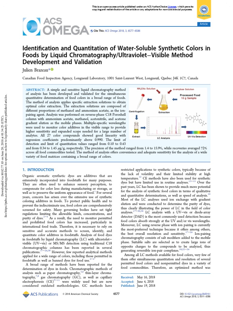 Identification and Quantitation of Water-Soluble Synthetic Colors in Foods by Liquid ...