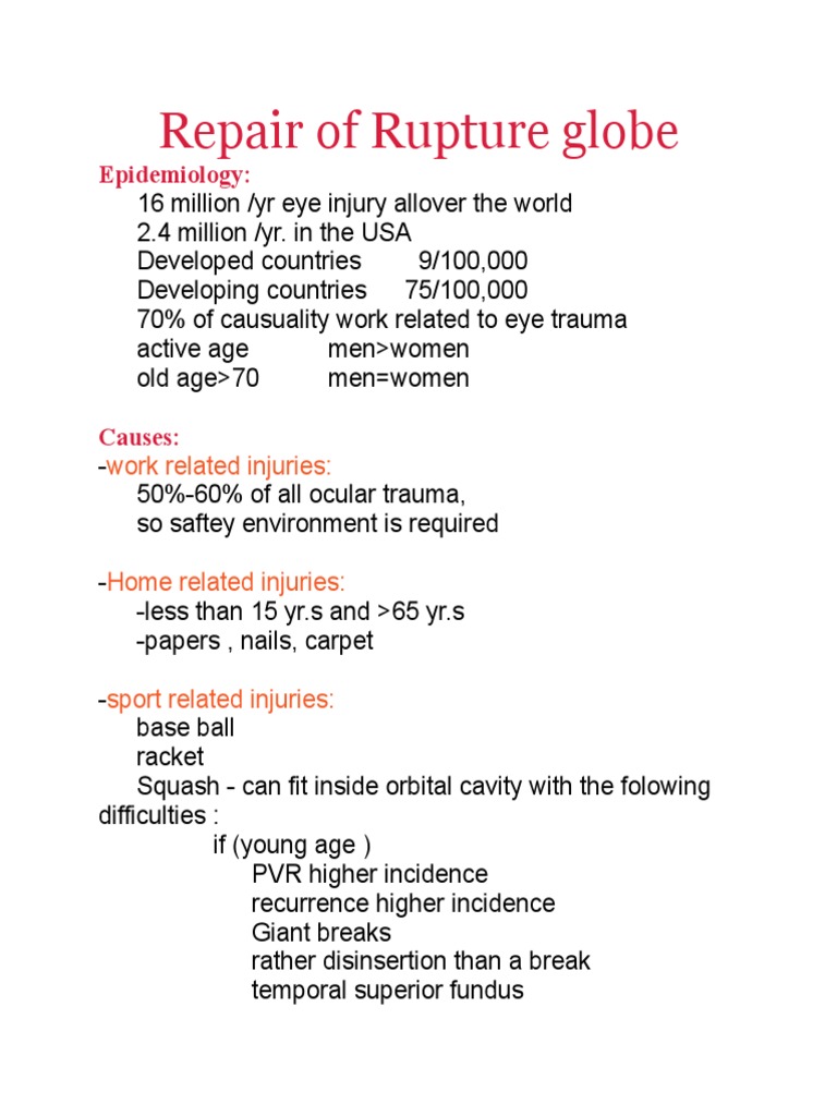 Ruptured Globe | PDF | Surgical Suture | Cornea