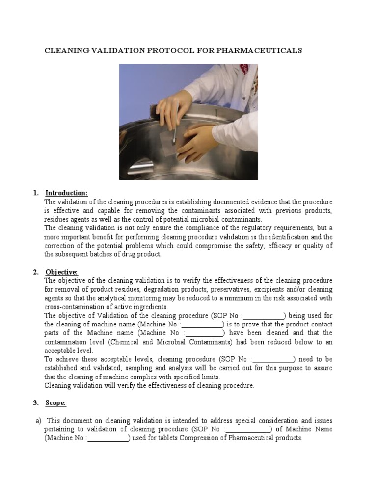 Cleaning Validation Protocol For Pharmaceuticals | PDF | Verification ...