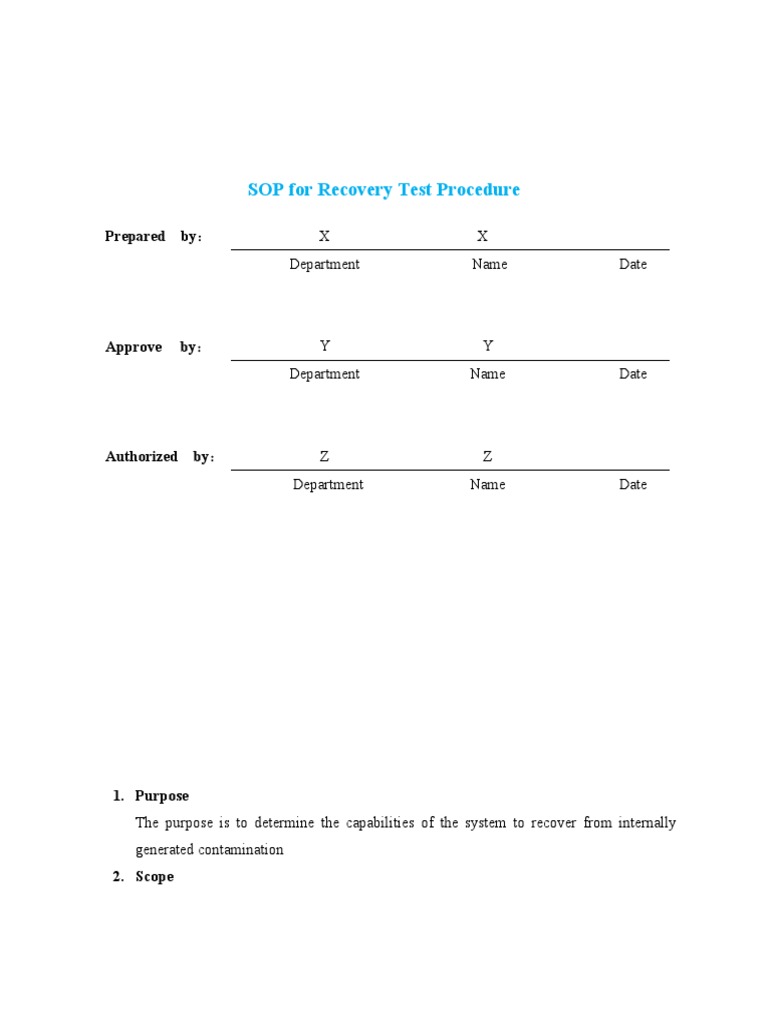 SOP For Recovery Test Procedure | PDF | Technology & Engineering
