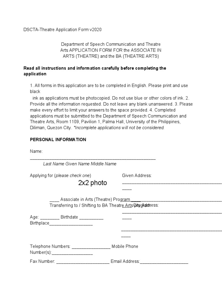 Example of Application Form | PDF | Associate Degree | Academic Degree