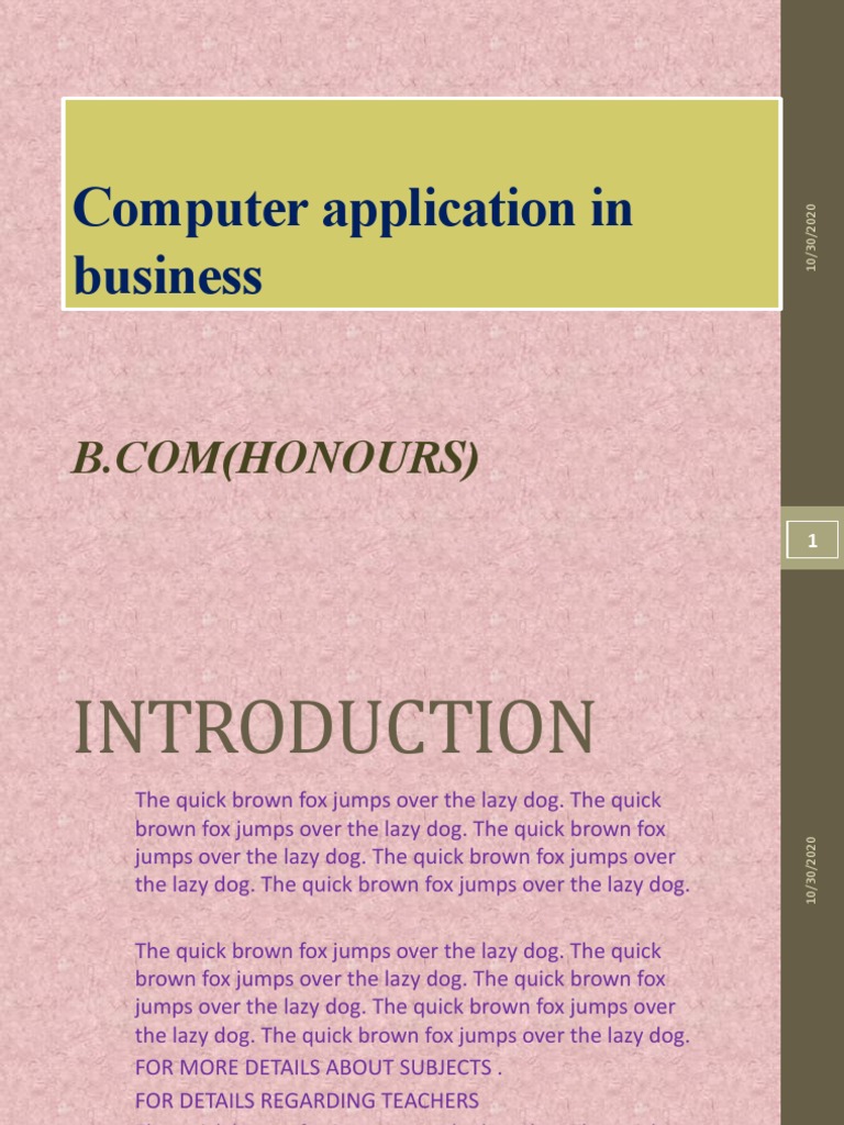 Computer Application in Business | PDF