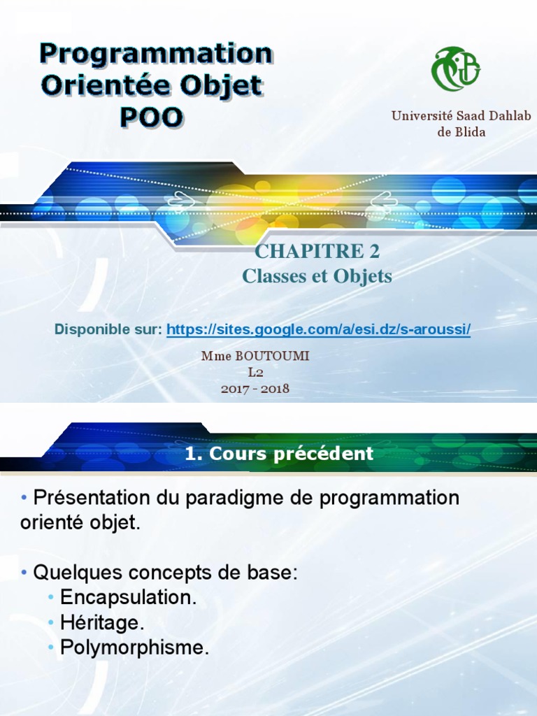 Introduction à la POO: Classes et Objets | PDF | Classe (informatique) | Modélisation