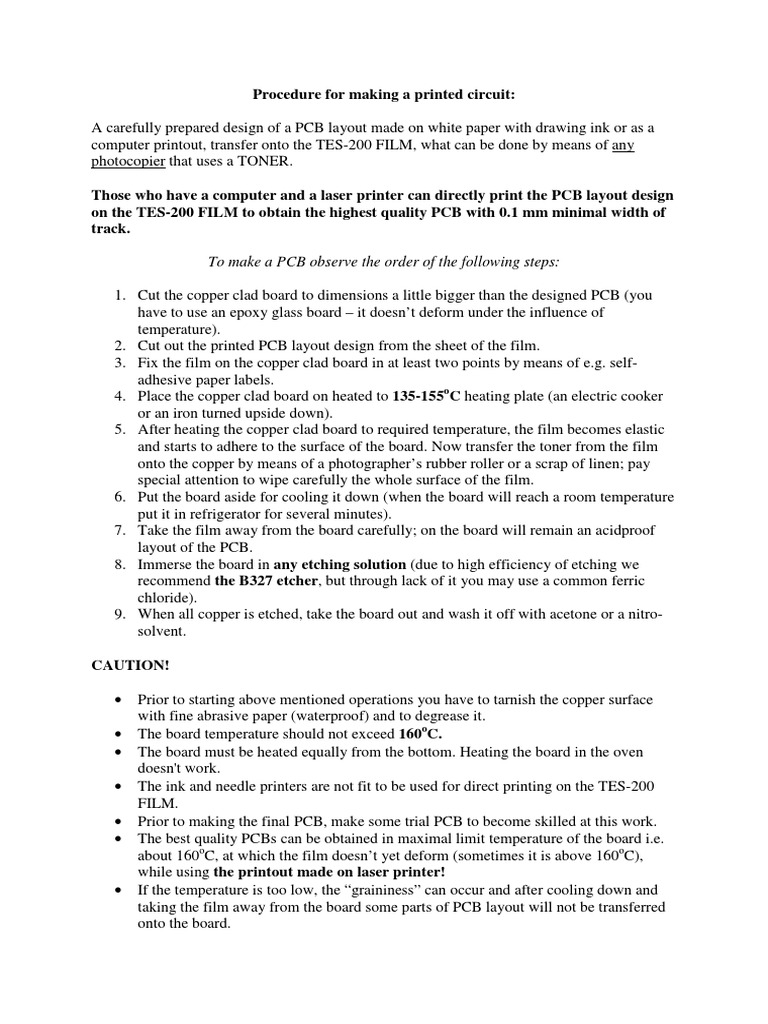Instr-Tes200 en PDF | PDF | Etching | Printed Circuit Board