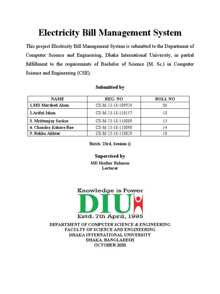 Electricity Bill Management System Report | PDF | User (Computing) | Fee