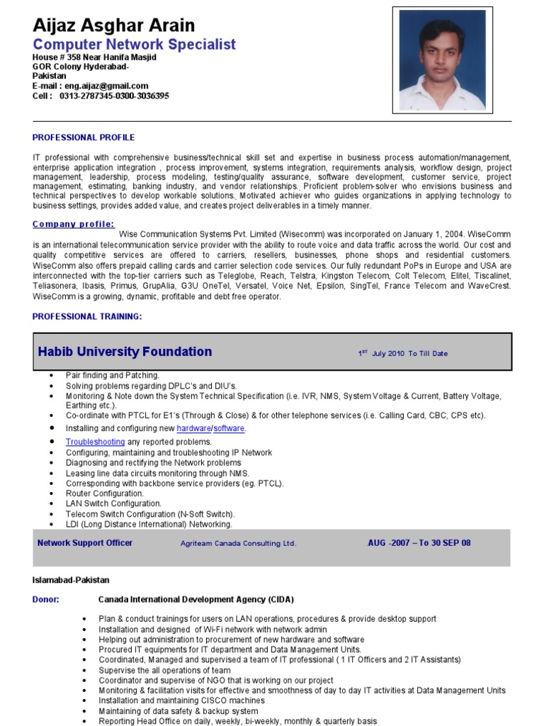 Noor Muhammad CV-of-Network-Administrator-Expert | PDF | Computer Network | Operating System