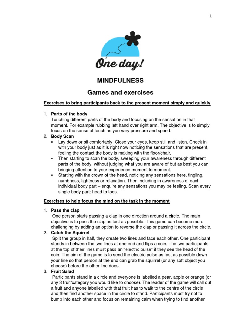 Mindfulness Games and Exercises: Exercises To Bring Participants Back ...