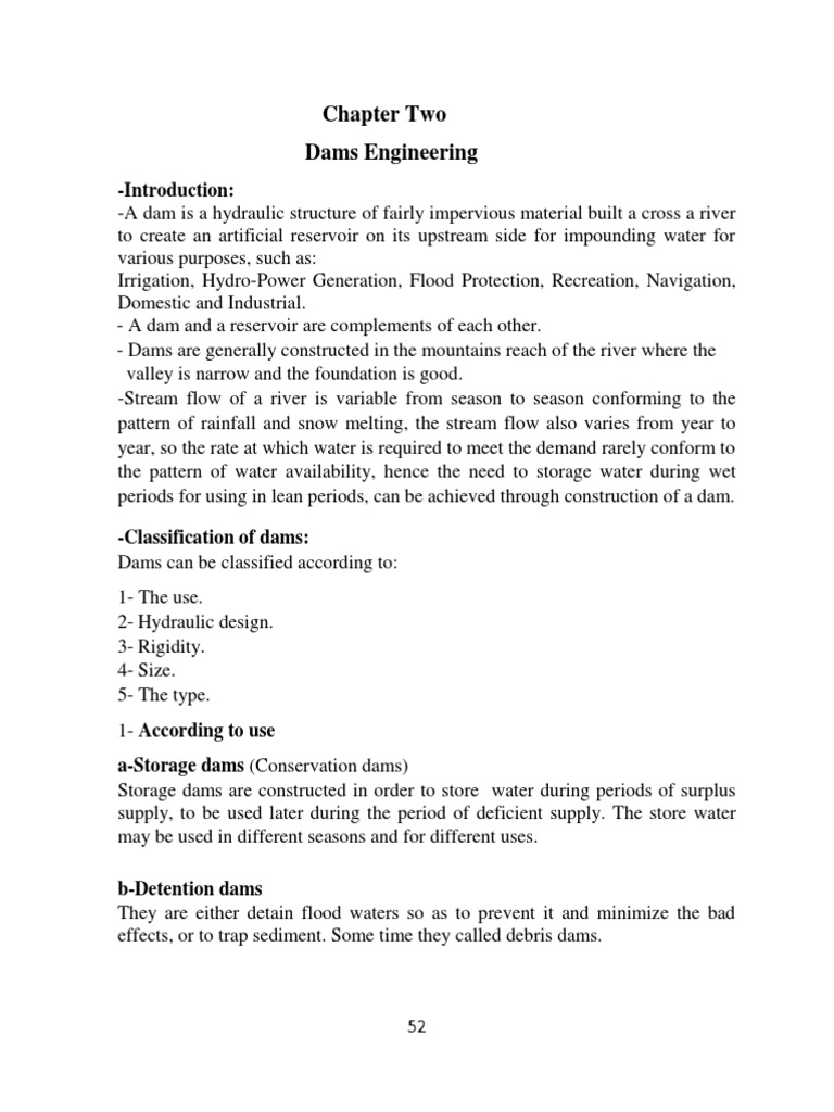 Chapter Two Dams Engineering: - Introduction | PDF | Dam | Reservoir