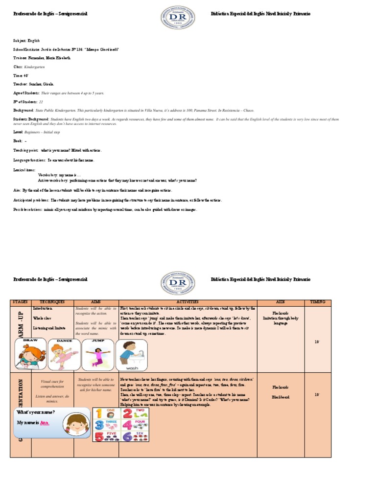 Planificacion Kindergarten | PDF | English Language | Behavior Modification