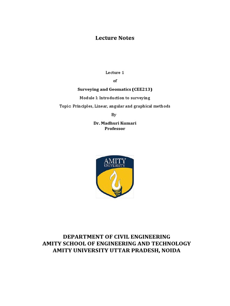 Lecture Notes-Module I - Lecture 1 PDF | PDF | Surveying | Geography
