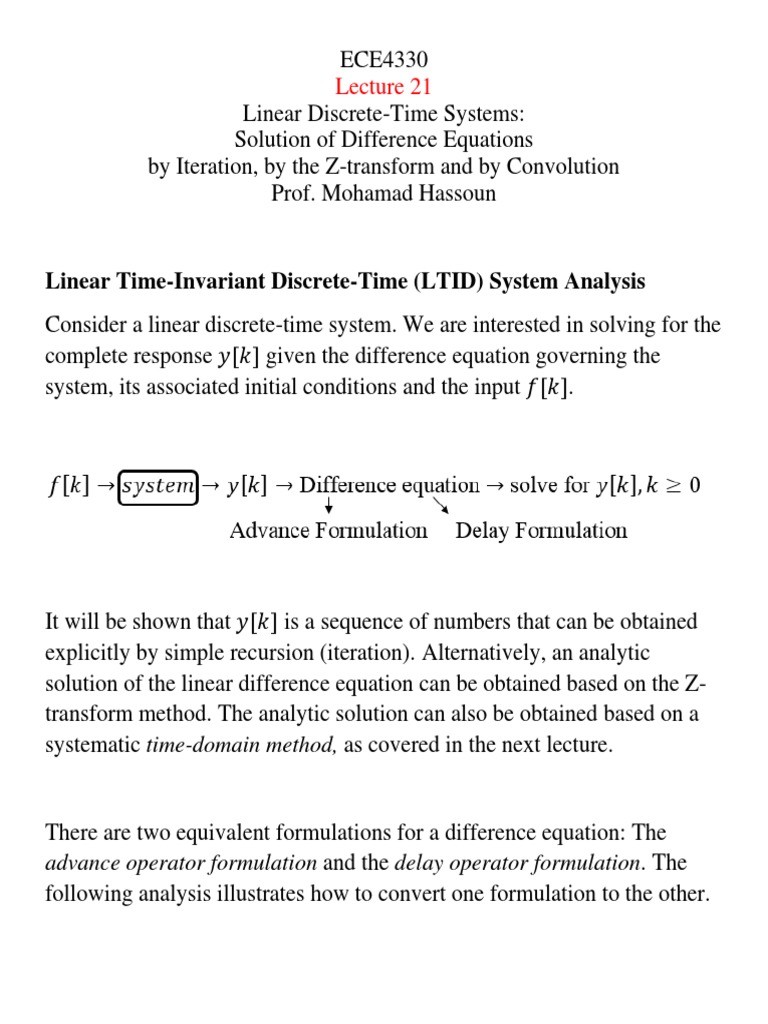 Linear Time-Invariant Discrete-Time (LTID) System Analysis | PDF ...