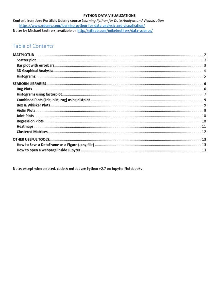 Content From Jose Portilla's Udemy Course Learning Python For Data Analysis and Visualization ...
