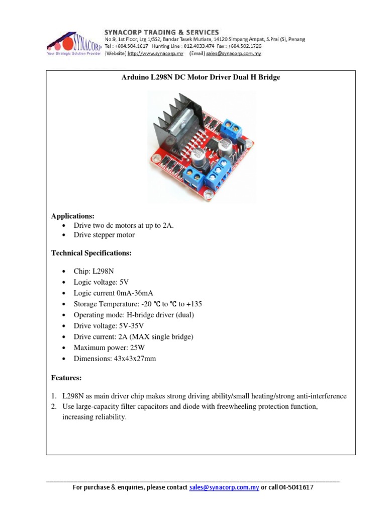 Arduino L298N DATASHEET | PDF