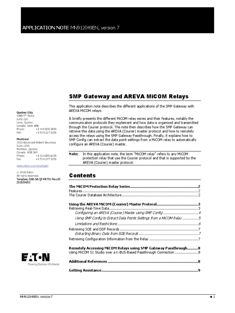 SMP Gateway and AREVA MiCOM Relays | PDF | Data Type | Computer Engineering