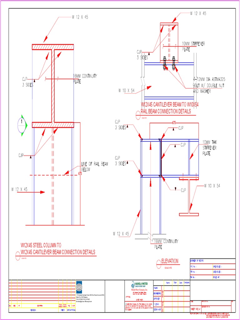 W12X45 Cantilever Beam To W10X54 Rail Beam Connection Details | PDF