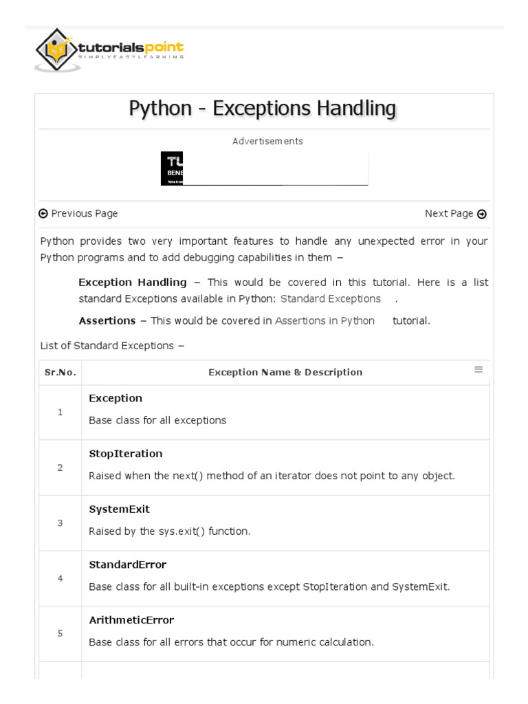 Python Exceptions Handling18 | PDF | Parameter (Computer Programming) | Subroutine