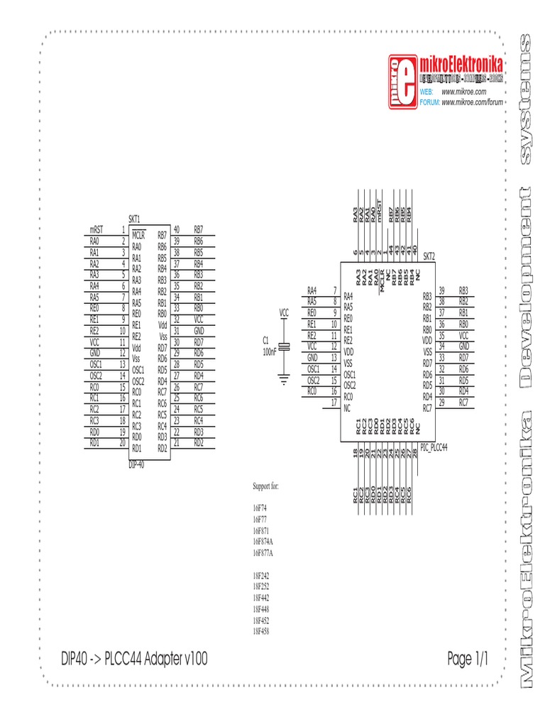 Dip40 plcc44 Adapter Schematic v100 | PDF | Cryptography