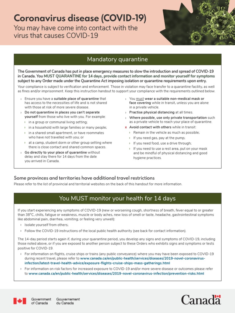 Canada COVID-19 Quarantine Guidelines | PDF | Diseases And Disorders ...