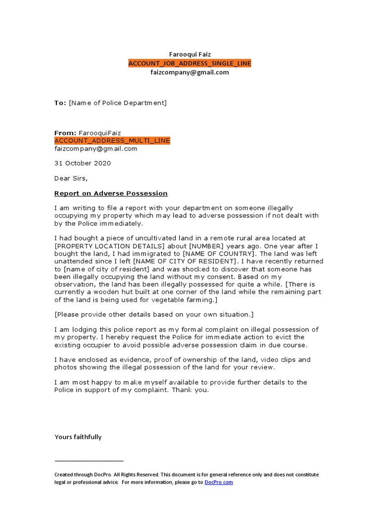 Police Complaint Letter | PDF