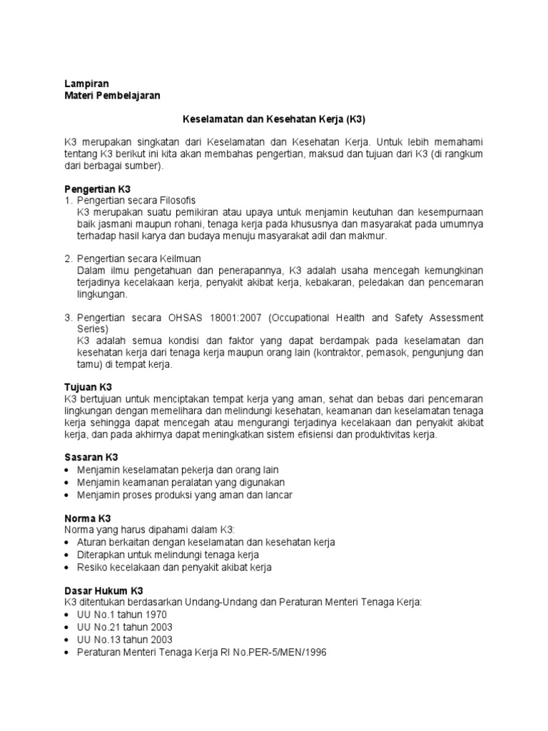 Memahami Prinsip-Prinsip Keselamatan Dan Kesehatan Kerja (K3) | PDF