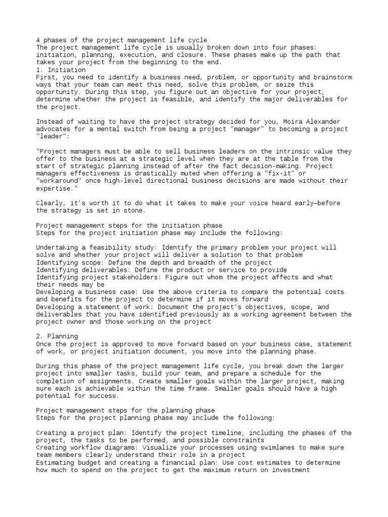 4 Phases of The Project Management Life Cycle | PDF | Project ...