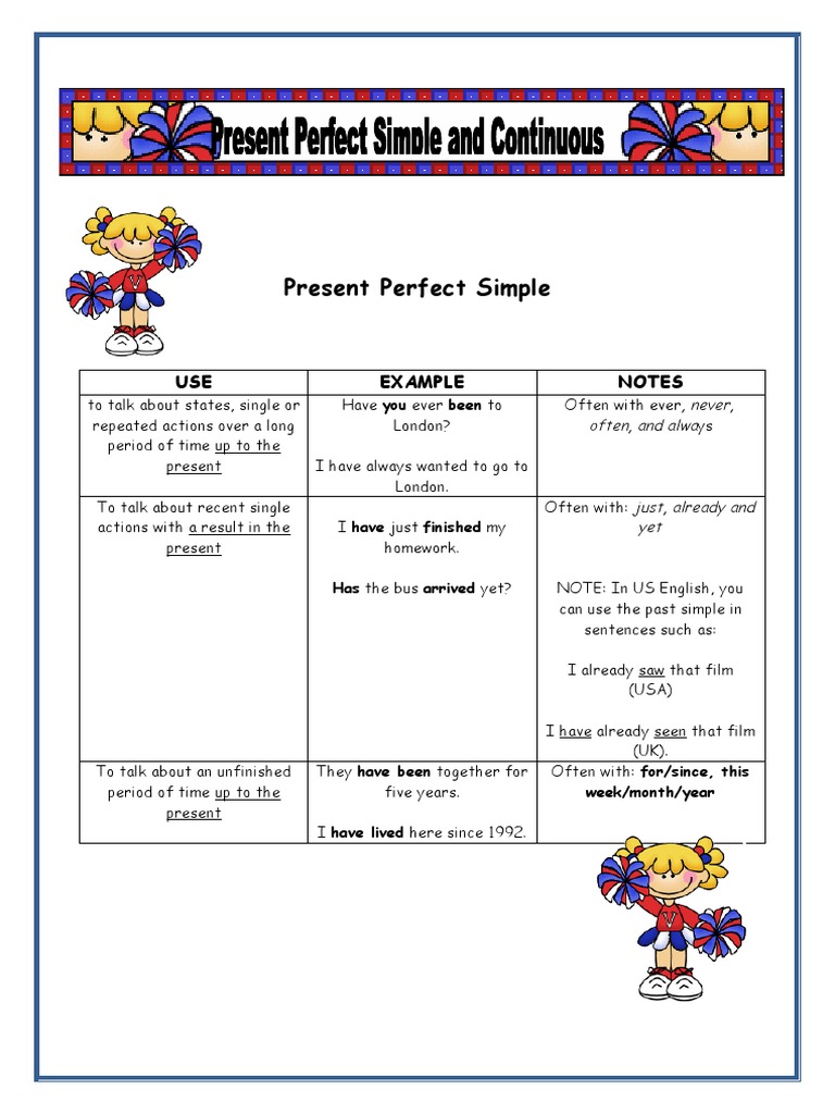 Present Perfect Simple: USE Example Notes | PDF