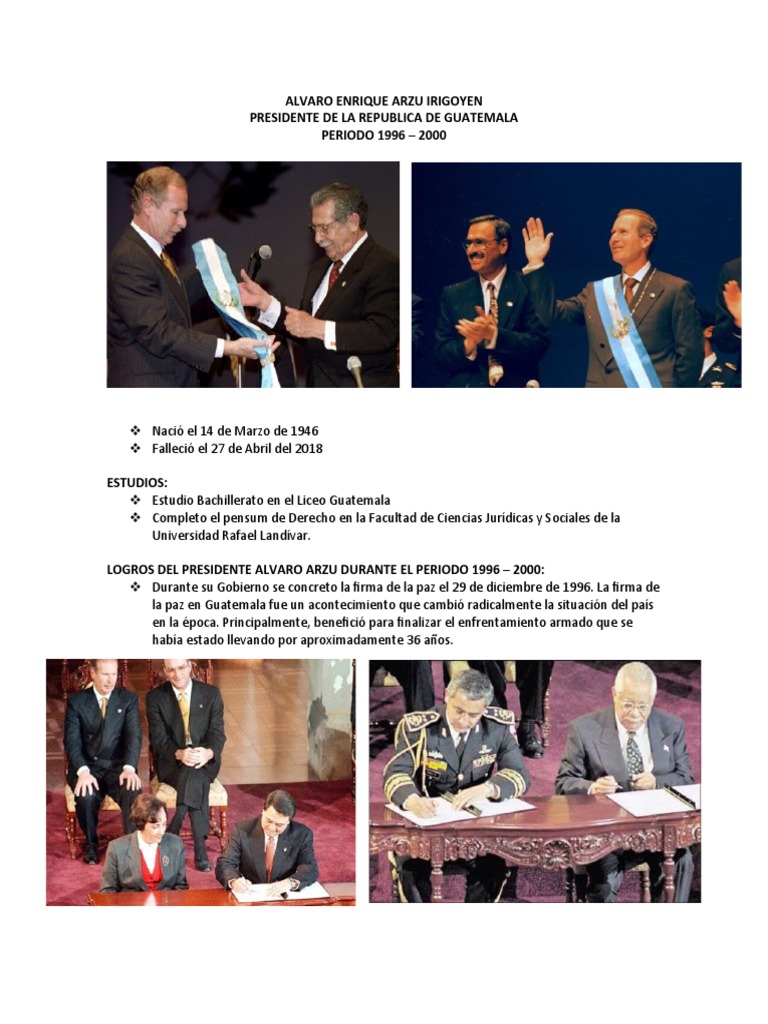 Logros del Gobierno de Álvaro Arzú (1996-2000) | PDF | Guatemala | Gobierno